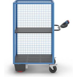 eurokraft pro Etagenwagen mit Elektroantrieb, L&auml;ngsseite offen, 1 Etagenboden, lichtblau