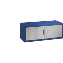 C+P Rollladen-Aufsatzschrank, HxBxT 450 x 1200 x 420 mm, enzianblau / lichtgrau