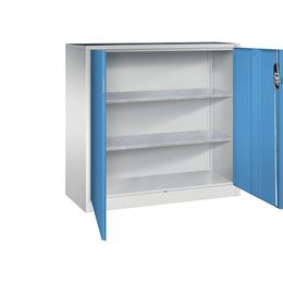 C+P Werkstatt-Beistellschrank mit Flügeltüren, HxBxT 1200 x 1200 x 500 mm, lichtgrau / lichtblau