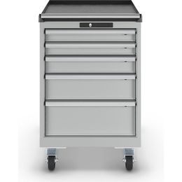 LISTA Schubladenschrank, fahrbar, BxTxH 564 x 725 x 890 mm, 5 Schubladen, lichtgrau