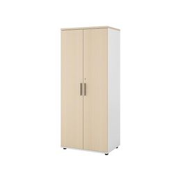 Schrank Portland, BxT 800 x 420 mm, H 1845 mm, Türhöhe 1770 mm, weiß gebürstet / Birke kaiserkraft