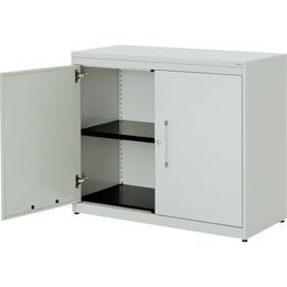 Mauser Flügeltürenschrank, HxB 830 x 1000 mm, Kunststoffplatte, 1 Fachboden, lichtgrau / lichtgrau / lichtgrau