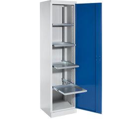eurokraft pro Materialschrank, Breite 500 mm, 4 Ausziehböden, Tür enzianblau
