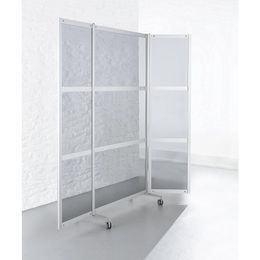 Mobile Faltstellwand, schwer entflammbar, Alurahmen mit ESG-Sicherheitsglas, HxBxT 1900 x 2000 x 450 mm, klar kaiserkraft