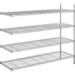 Stahldraht-Gitterregal, verchromt, Fachlast 100 kg, BxT 1520 x 610 mm, Anbauregal, Höhe 1370 mm, 4 Fachböden kaiserkraft