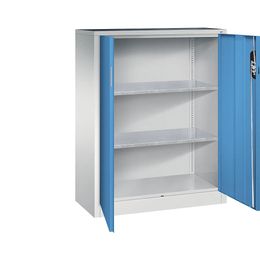 C+P Werkstatt-Beistellschrank mit Flügeltüren, HxBxT 1200 x 930 x 400 mm, lichtgrau / lichtblau