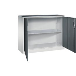 C+P Werkstatt-Beistellschrank mit Flügeltüren, Breite x Tiefe 1200 x 400 mm, lichtgrau / anthrazitgrau