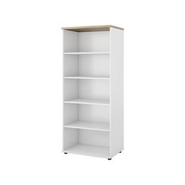 Büroregal Portland, HxBxT 1845 x 800 x 420 mm, weiß gebürstet / Eiche kaiserkraft