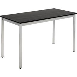 eurokraft basic Mehrzwecktisch, rechteckig, BxH 1200 x 740 mm, Tiefe 600 mm, Platte Esche-Dekor dunkelgrau, Gestell weißaluminium