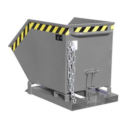 eurokraft pro Kippmulde mit Klappmechanismus, kastenf&ouml;rmig, Volumen 0,25 m&sup3;, grau RAL 7005
