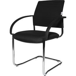 eurokraft pro Freischwinger, VE 2 St&uuml;ck, R&uuml;ckenlehne netzbespannt, schwarz, Sitz schwarz
