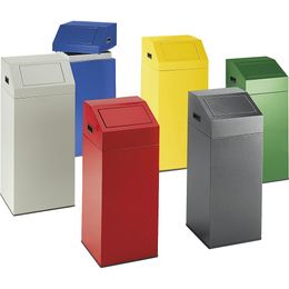 eurokraft pro Wertstoffsammler, selbstl&ouml;schend, Volumen 76 l, BxHxT 380 x 890 x 380 mm, antik-silber