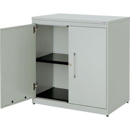 Mauser Flügeltürenschrank, HxB 830 x 800 mm, Kunststoffplatte, 1 Fachboden, lichtgrau / lichtgrau / lichtgrau