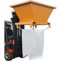 eurokraft pro Bef&uuml;lltrichter, LxBxH 1320 x 1710 x 990 mm, mit St&uuml;tzf&uuml;&szlig;en, gelborange