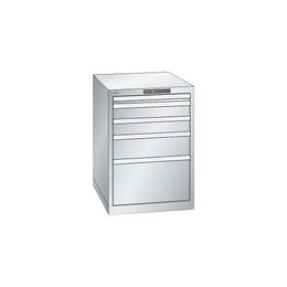 LISTA Schubladenschrank, Stahlblech, HxB 800 x 564 mm, 5 Schubladen, lichtgrau