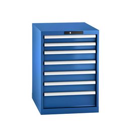 LISTA Schubladenschrank, Stahlblech, HxB 800 x 564 mm, 7 Schubladen, enzianblau