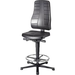 bimos Arbeitsdrehstuhl All-in-One, mit Bodengleitern und Fu&szlig;ring, Kunstleder, schwarz