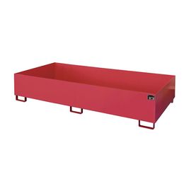 eurokraft pro Regal-Bodenwanne, 1000 l Auffangvolumen, LxBxH 2650 x 1300 x 435 mm, ohne Gitterrost, rot lackiert