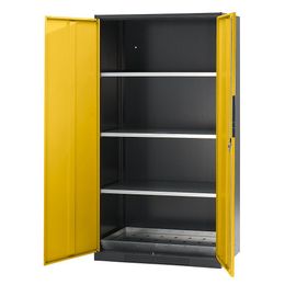 ASECOS Labor-Chemikalienschrank, 2-t&uuml;rig, hoch, 3 Fachb&ouml;den, ohne Sichtfenster, gelb