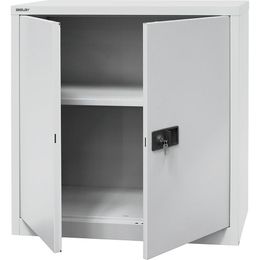 Bisley UNIVERSAL Fl&uuml;gelt&uuml;renschrank, HxBxT 1000 x 914 x 400 mm, 1 Fachboden, 2 Ordnerh&ouml;hen, lichtgrau