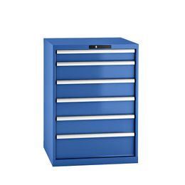 LISTA Schubladenschrank, Stahlblech, HxB 1000 x 717 mm, 6 Schubladen, enzianblau