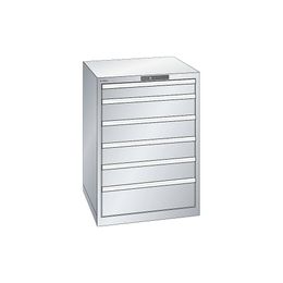 LISTA Schubladenschrank, Stahlblech, HxB 1000 x 717 mm, 6 Schubladen, lichtgrau