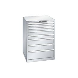 LISTA Schubladenschrank, Stahlblech, HxB 1000 x 717 mm, 8 Schubladen, lichtgrau