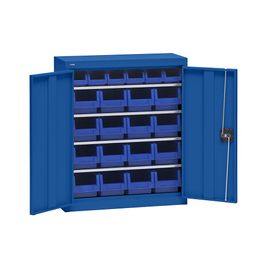 eurokraft pro Materialschrank mit Lagerkästen, Höhe 780 mm, 4 Fachböden, enzianblau