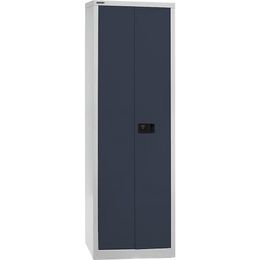 Bisley UNIVERSAL Flügeltürenschrank, HxBxT 1950 x 600 x 400 mm, 4 Fachböden, 5 Ordnerhöhen, lichtgrau / anthrazit