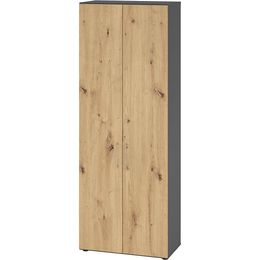 eurokraft pro B&uuml;roschrank, 5 Fachb&ouml;den, 6 Ordnerh&ouml;hen, graphit / Asteiche