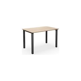 Mehrzwecktisch DUO-U Trend, gerade Platte, abgerundete Ecken, Tiefe 800 mm, Breite 1200 mm, Eiche, schwarz kaiserkraft