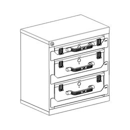 eurokraft pro Turm für Sortimentskoffer, aus Stahlblech, HxBxT 434 x 416 x 256 mm, für Kofferhöhen 50 und 118 mm