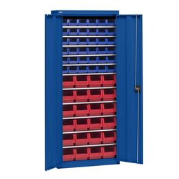 eurokraft pro Materialschrank mit Lagerk&auml;sten, H&ouml;he 1575 mm, 11 Fachb&ouml;den, enzianblau
