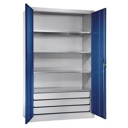 C+P Großraumschrank extrahoch, HxB 1950 x 1200 mm, Tiefe 500 mm, Türe enzianblau