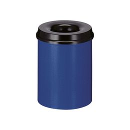 Sicherheits-Papierkorb, Stahl, selbstl&ouml;schend, Volumen 15 l, Hx&Oslash; 360 x 255 mm, Korpus blau / L&ouml;schkopf schwarz kaiserkraft