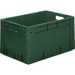 Schwerlast-Euro-Behälter, Polypropylen, Volumen 60 l, LxBxH 600 x 400 x 320 mm, Wände geschlossen, Boden geschlossen, grün, VE 2 Stk kaiserkraft