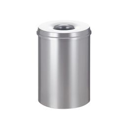 Sicherheits-Papierkorb, Stahl, selbstl&ouml;schend, Volumen 30 l, Hx&Oslash; 470 x 335 mm, Korpus silber / L&ouml;schkopf silber kaiserkraft