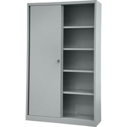 Bisley Schiebetürenschrank ECO, 4 Fachböden, 5 Ordnerhöhen, silber