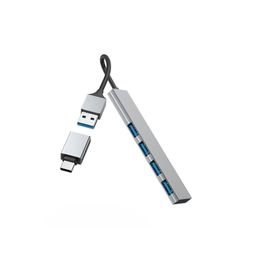 Hama 4 Ports, Ultra Slim, inkl. USB-C-Adapter in Grau | Gr.: onesize