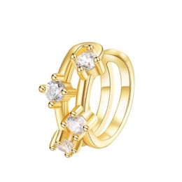 Hey Happiness Vergold. Band Ear Cuff Ohrring mit Zirkoniasteinen Sterlingsilber in Gold | Gr.: onesize