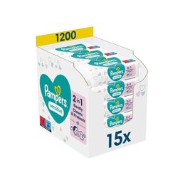 Pampers Sensitive Feuchtt&uuml;cher 15 Packungen = 1200 Feuchtt&uuml;cher | Gr.: onesize