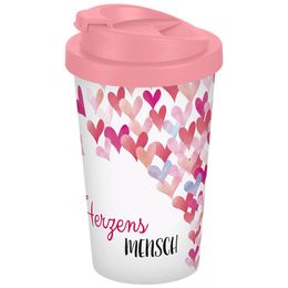 GEDA LABELS Coffee to go Becher Herzensmensch in Rosa - 400 ml | Gr.: onesize
