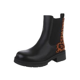 Ital-Design High Heel in Schwarz und Leo | Gr.: 38