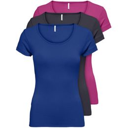 Only 3er-Set T-Shirt in Blue/Phantom/Berry | Gr.: S