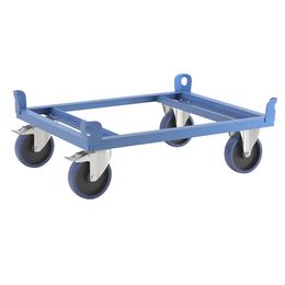 eurokraft pro Fahrgestell aus Stahl, für Paletten 1000 x 800 mm, Tragfähigkeit 1000 kg, Ladehöhe 280 mm, blau