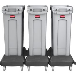 Rubbermaid Wertstoffsortierstation SLIM JIM®, 3 x 60 l, mit Kunststofffahrwagen, grau