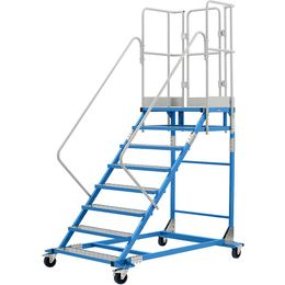 eurokraft pro Plattformtreppe, mit Aluminiumeinlagen, Plattformgr&ouml;&szlig;e 810 x 510 mm, 8 Stufen