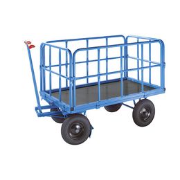 eurokraft pro Handpritschenwagen, Tragf&auml;higkeit 500 kg, mit 4 Stahlrohrw&auml;nden, Ladefl&auml;che 1170 x 720 mm, Luftreifen