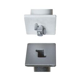 Moravia Sperrpfosten aus Stahlrundrohr, rot / wei&szlig;, zum Einbetonieren, &Oslash; 60 mm, mit Zylinderschloss inkl. 3 Schl&uuml;sseln