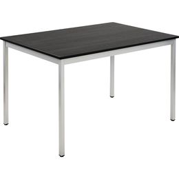 eurokraft basic Mehrzwecktisch, rechteckig, BxH 1200 x 740 mm, Tiefe 800 mm, Platte Esche-Dekor dunkelgrau, Gestell weißaluminium